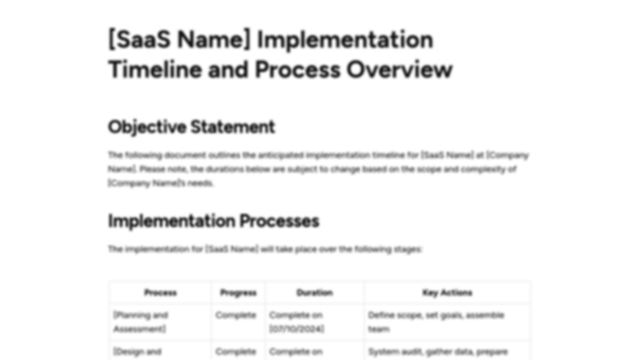 [SaaS Name] Implementation Timeline and Process Overview