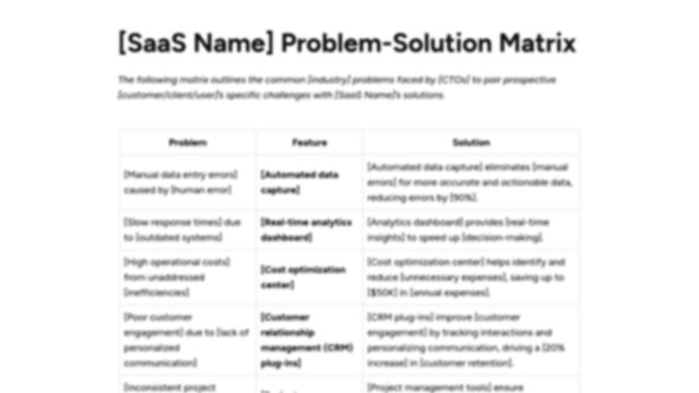 [SaaS Name] Problem-Solution Matrix